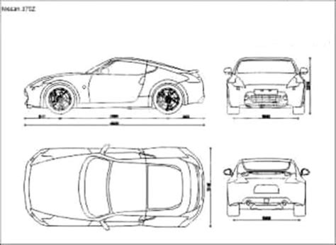 Nissan 370z Blueprint Roadster Drawing Blueprints Sketch Coloring Page