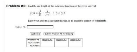 Solved Problem Find The Arc Length Of The Following Chegg
