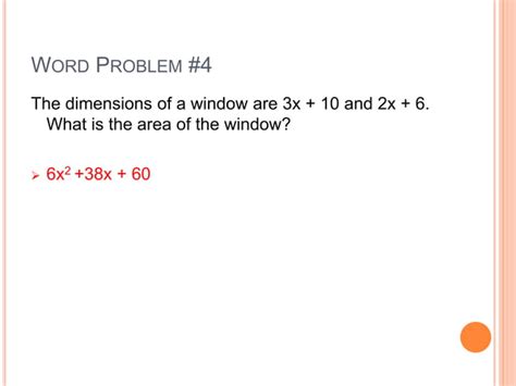Polynomial Word Problems Pptx Physics Science
