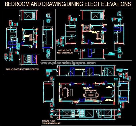 Autocad Electrical Layout For Bedrooms And Living Rooms