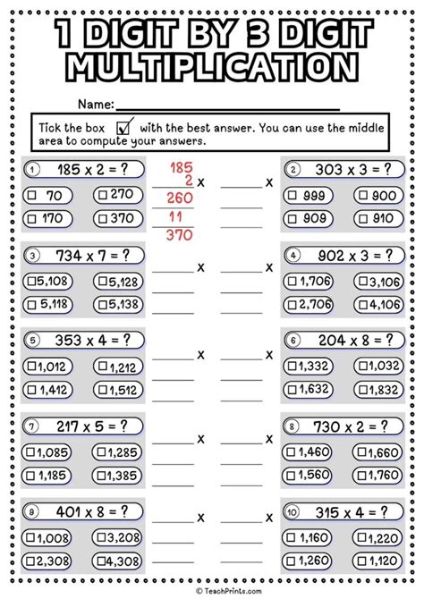Digit By Digit Multiplication Worksheets Teach Prints