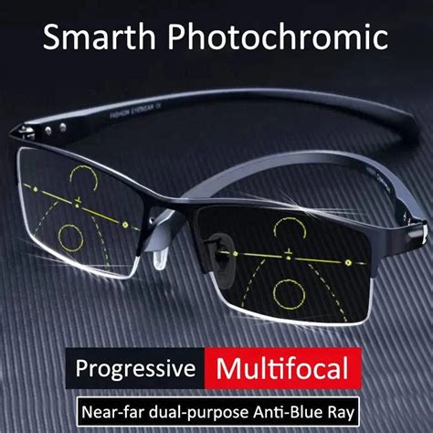 Automatic Adjustment Half Frame Photochromic Progressive Multi Focus A Sunray Glasses