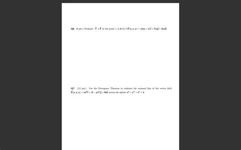 Solved Q6 8 Pts Evaluate Vec Grad Times Vec F At