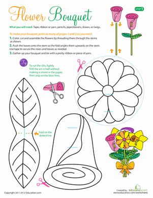 Printable Flowers Make A Bouquet Worksheet