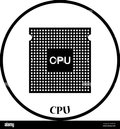 Cpu Icon Flat Color Design Vector Illustration Thin Circle Design Vector Illustration Stock