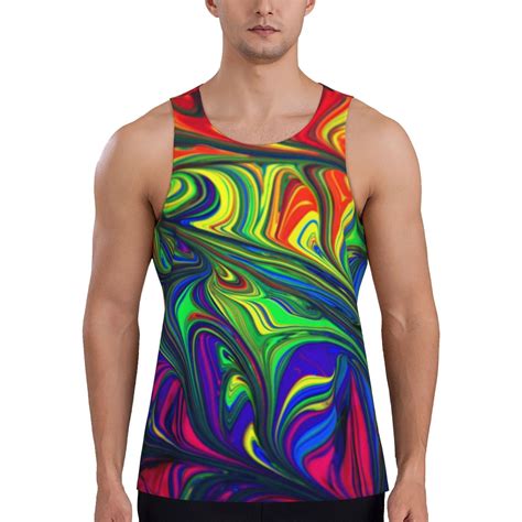 Kll Pride Rainbow Print Mens Muscle Gym Workout Stringer Tank Tops