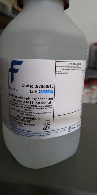Buffer Solution Ph 7 Phosphate For Ph Measurement 1lt Fisher Chemical