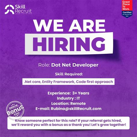 Skillrecruit On Linkedin Hiringalert Dotnetdeveloper Remotejobs