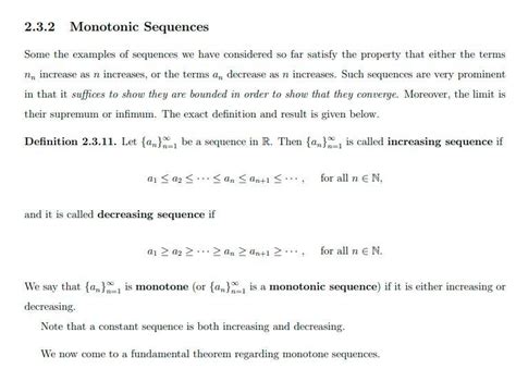 Solved 232 Monotonic Sequences Some The Examples Of
