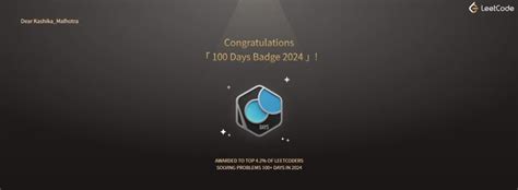 kashika malhotra on linkedin leetcode 100days codingjourney