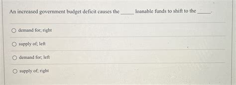 Solved An Increased Government Budget Deficit Causes The