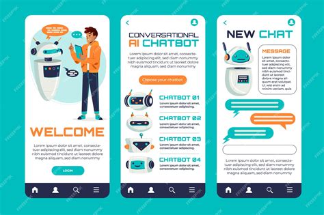 Premium Vector Flat Conversational Ai Chatbot App Design Template Set