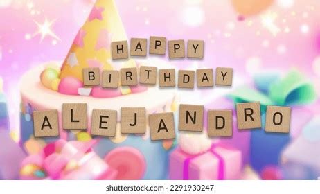 Happy Birthday Alejandro Card Wooden Tiles Stock Illustration Shutterstock