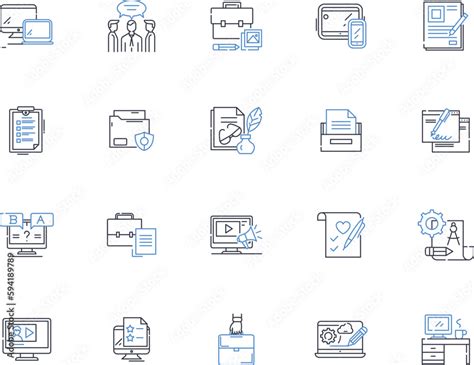 Research Writing Line Icons Collection Investigate Experiment
