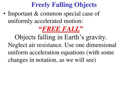 PPT Freely Falling Objects A Common Experiment With Gravity