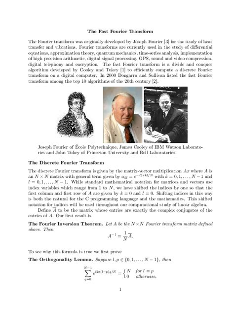 Pdf The Fast Fourier Transform