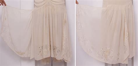 Vintage 1920 S Cream Silk Georgette Flapper Wedding Dress Set 20 S Silk