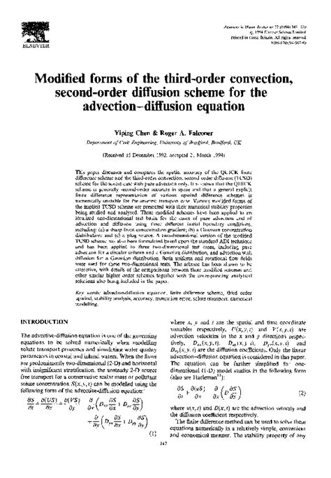 Pdf Modified Forms Of The Third Order Convection Second Order