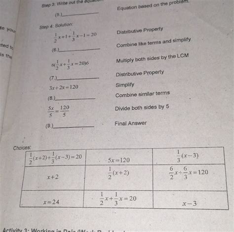 solved step 3 write out the equall equation based on the problem 5