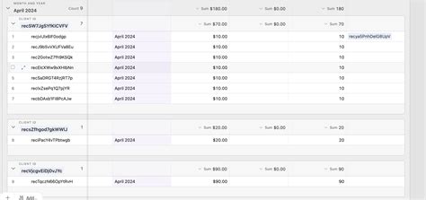 How Do I Show Sum Of A Column Based On Particular Month And Client Id