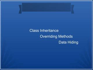 Class Inheritance PPT