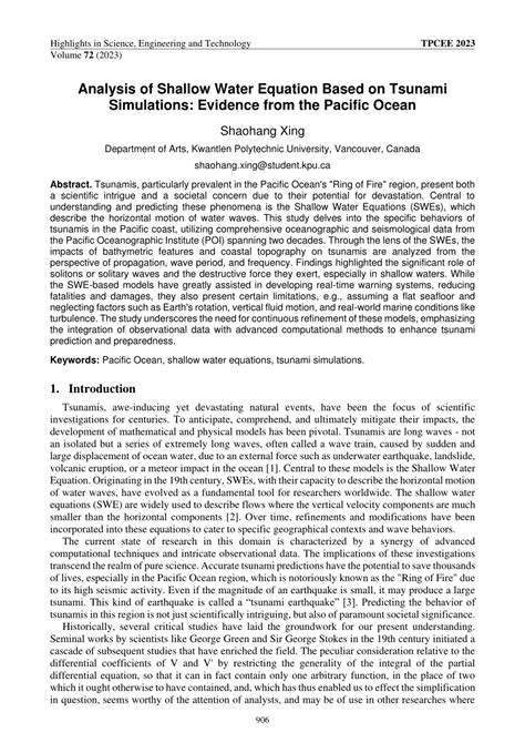 Pdf Analysis Of Shallow Water Equation Based On Tsunami Simulations Evidence From The Pacific