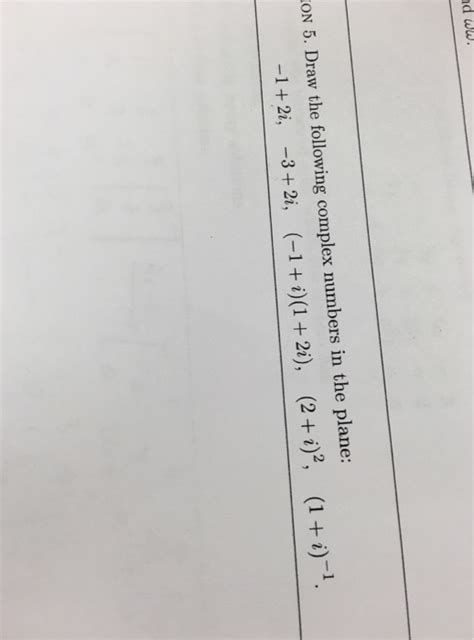 Solved Draw The Following Complex Numbers In The Plane Chegg