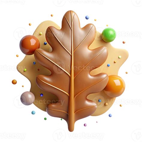 Serene Minimalist Single Oak Leaf Front View Cutout Element High