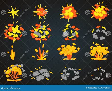 Cartoon Explosion Boom Effect Animation Game Sprite Sheet Explode Burst Blast Fire Comic Flame