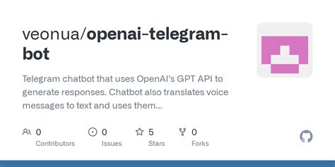 Github Veonuaopenai Telegram Bot Telegram Chatbot That Uses Openai