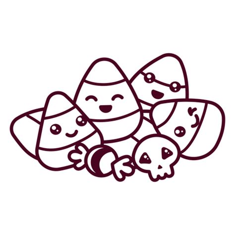 Cute Candy Corn Halloween Characters Png Design