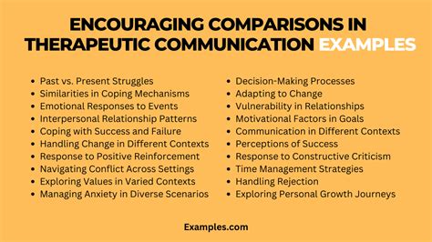 Encouraging Comparisons in Therapeutic Communication: Examples, PDF