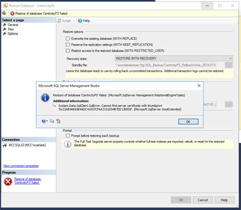 Cannot Restore Database Databases Spiceworks Community