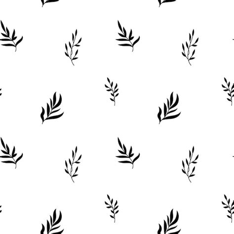 Premium Vector Hand Drawn Small Leaves Seamless Pattern Tiny Vector Branches Twigs With Leaves