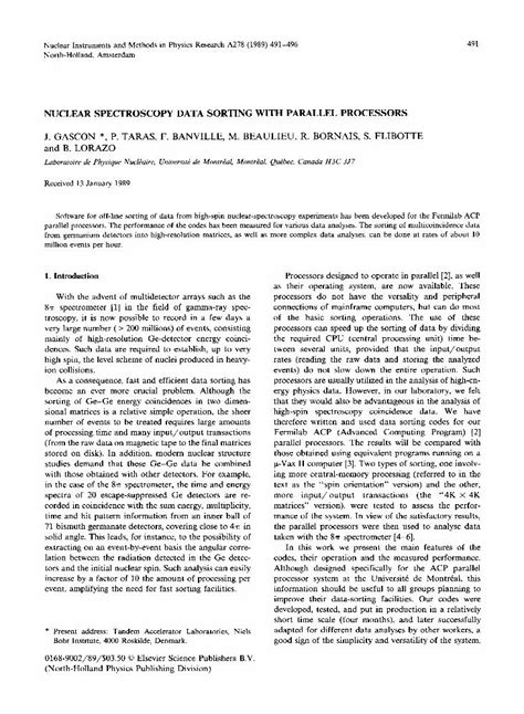 Pdf Nuclear Spectroscopy Data Sorting With Parallel Processors Dokumentips