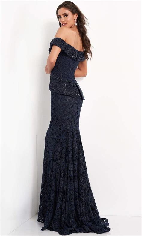 Jovani 05059 Embellished Lace Off Shoulder Sheath Dress Couture Candy