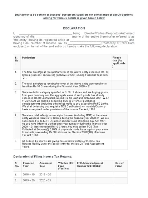 2declaration Format Pdf Taxes Income Tax