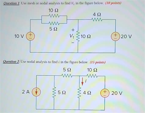solved question 1 use mesh or nodal analysis to find v1 in
