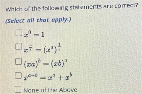 Solved Which Of The Following Statements Are Correct