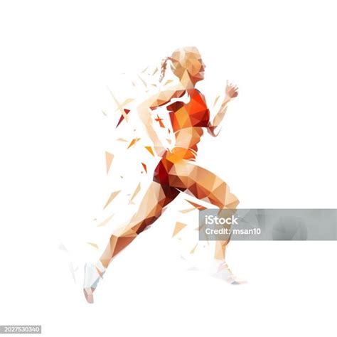 실행 실행 중인 여자 고립된 낮은 폴리 벡터 일러스트 측면도 여자에 대한 스톡 벡터 아트 및 기타 이미지 여자 운동 건강한 생활방식 Istock