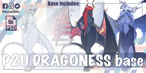 P2u Base Dragoness Anthro Female By Kaisarreitz On Deviantart