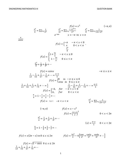 Fourier Seriesquestion Bank Pdf
