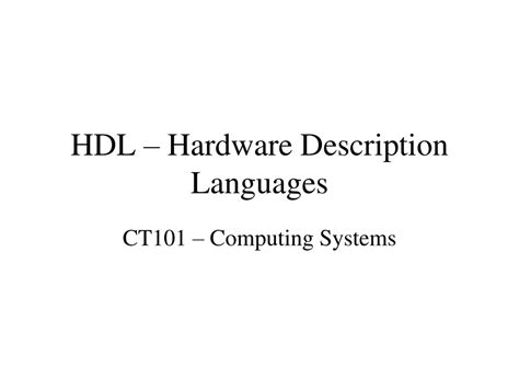 Ppt Hdl Hardware Description Languages Powerpoint Presentation