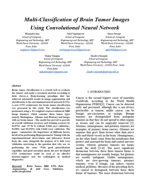 multi classification of brain tumor images using convolutional neural