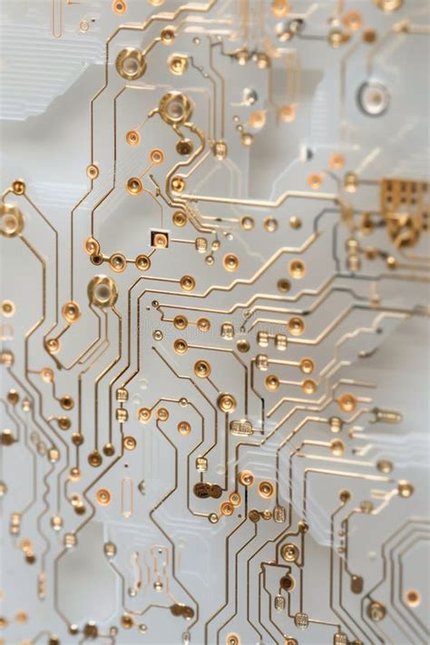 Closeup View Of Computer Processor Chip With Detailed Gold Pins And