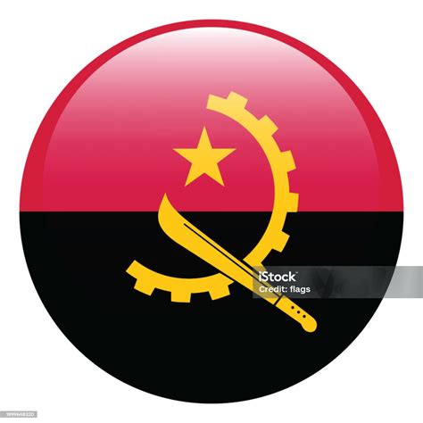 앙골라 국기입니다 플래그 아이콘입니다 표준 색상 원 아이콘 플래그입니다 3d 일러스트레이션입니다 컴퓨터 일러스트레이션 디지털 일러스트레이션 벡터 일러스트 레이 션입니다 3d