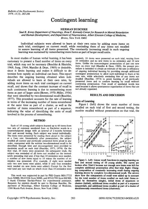 Pdf Contingent Learning