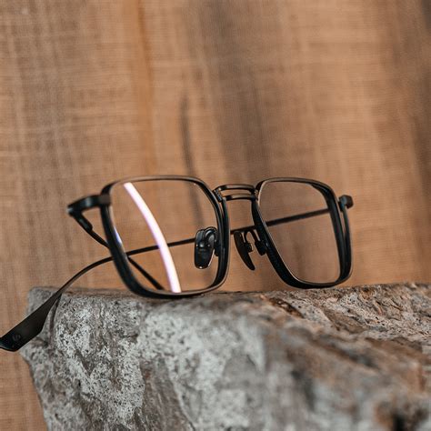 Thick Black Rectangle Glasses Frames Handcrafted Titanium Frames Etsy