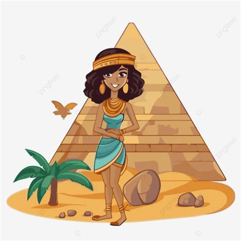 Egypt Clipart Cartoon Egyptian Girl In The Background With Pyramid