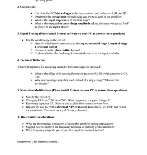 Here Is An Assignment For Electronic Circuits Ii 2 Calculations Calcul